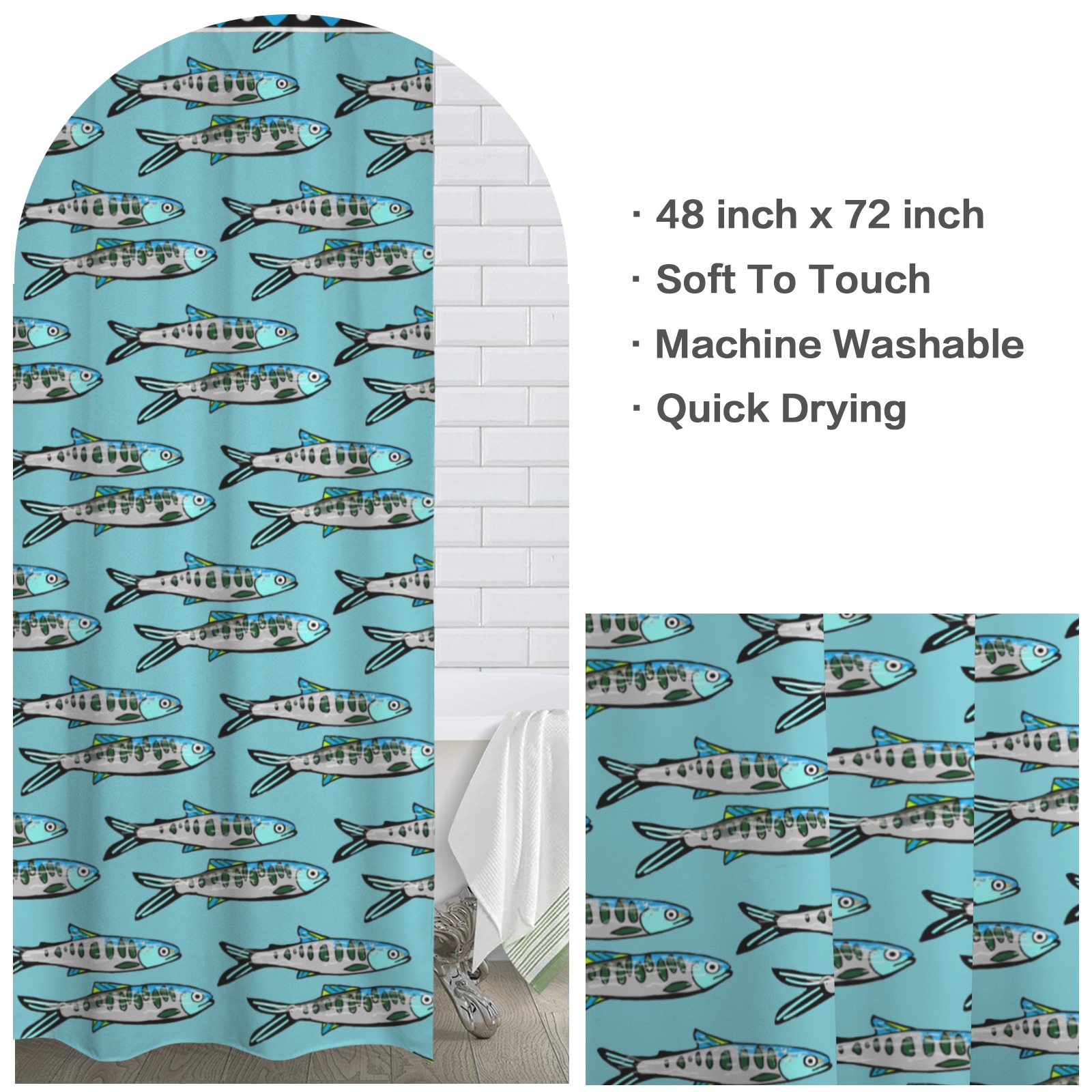 Fish Smolts Shower Curtain 48"x72" | ID: D7553301
