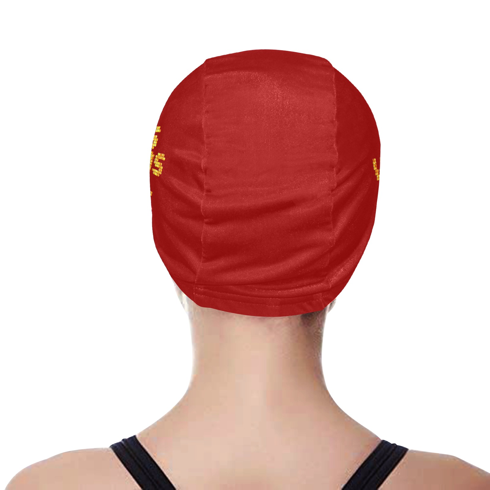 LAS VEGAS GIRL Neon on Red Swim Cap | ID: D6001812