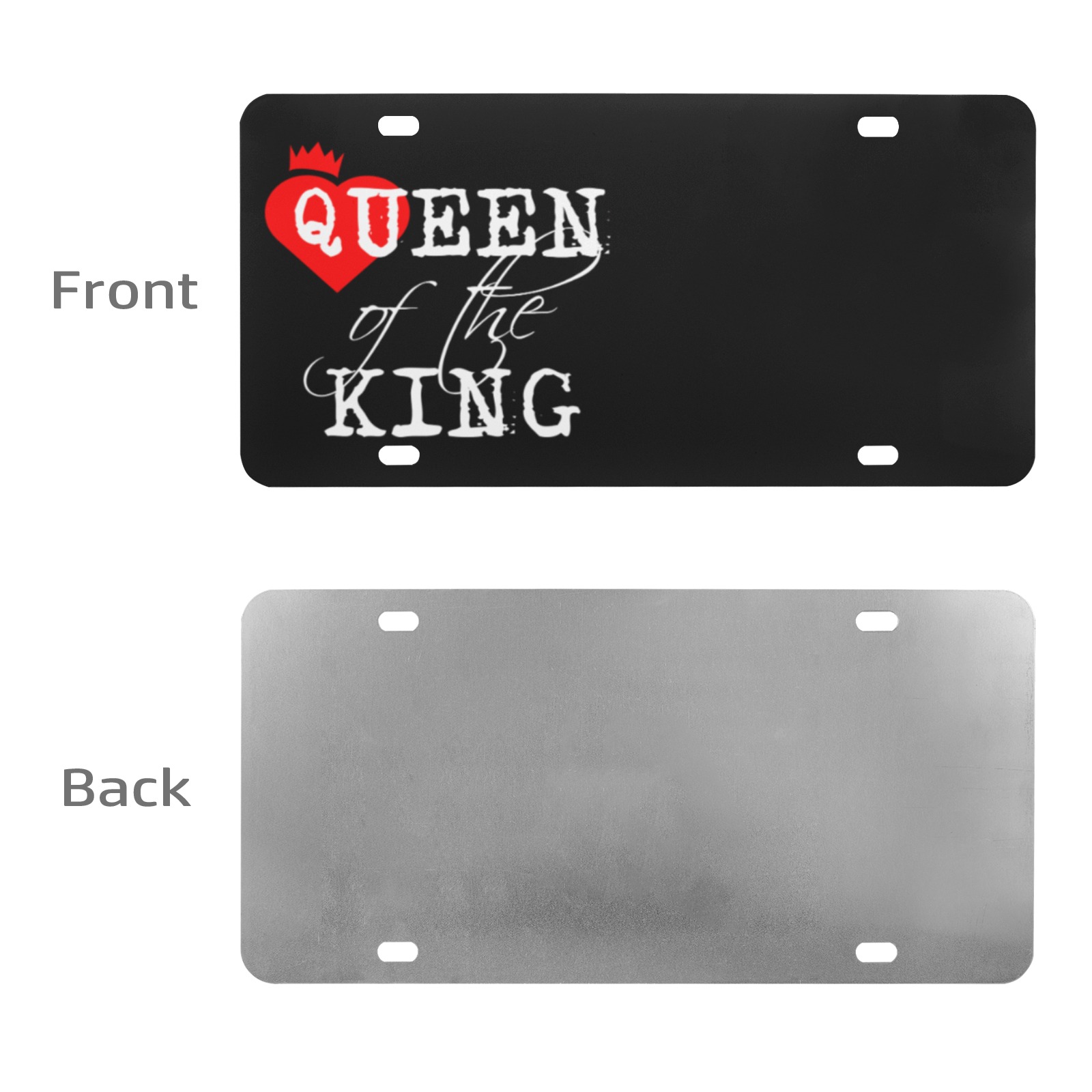 Queen of the king white text and red heart art. Custom License Plate ...