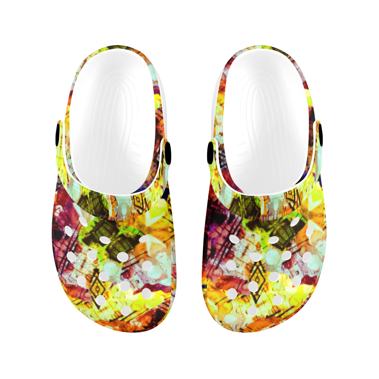 Graffiti Style - Markings on Watercolors Custom Print Foam Clogs for ...