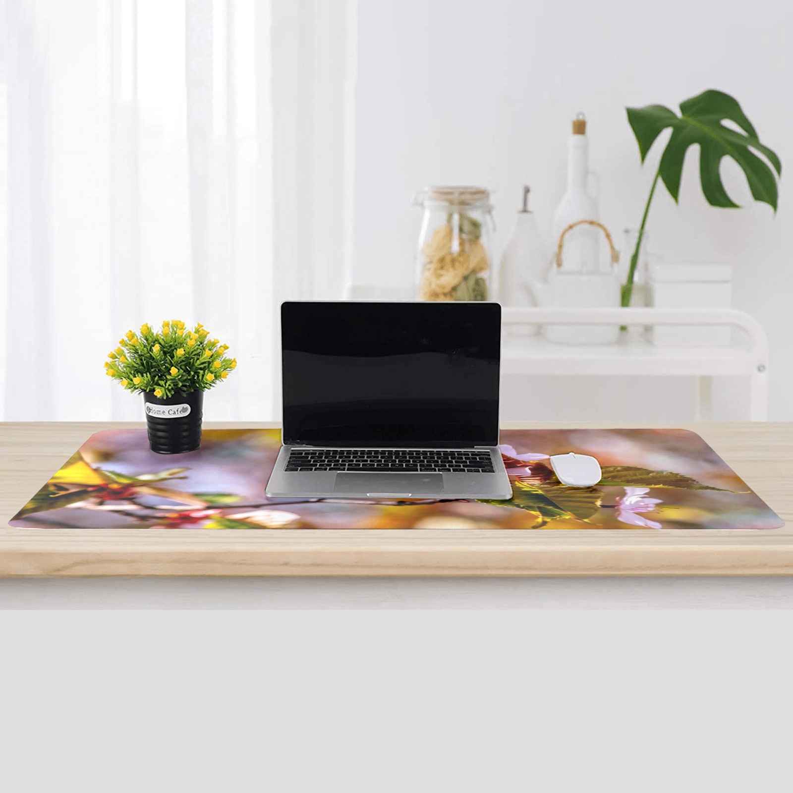 sakura cherry blossom flower spring flora pink Gaming Mousepad (35"x16 ...