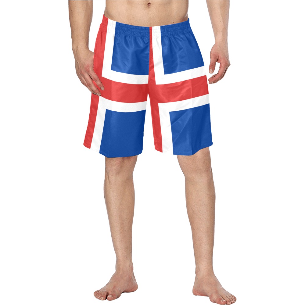 Flag_of_Iceland.svg Men's Swim Trunk (Model L21) | ID: D6305632