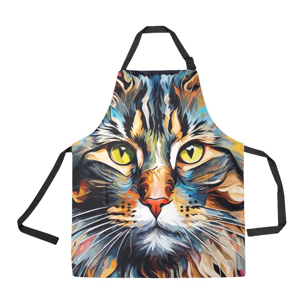 Norwegian forest cat face colorful art. All Over Print Apron | ID: D6967948