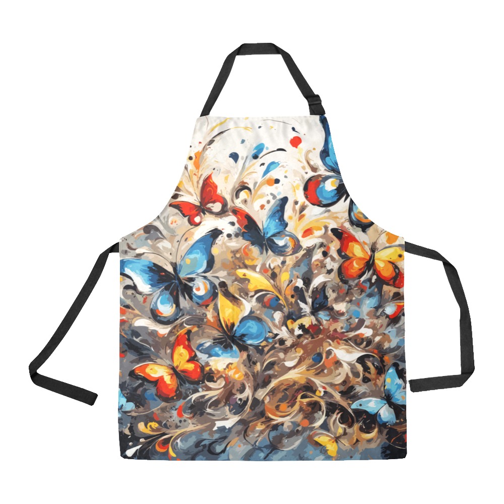 Colorful fantasy of blue and red butterflies All Over Print Apron | ID ...