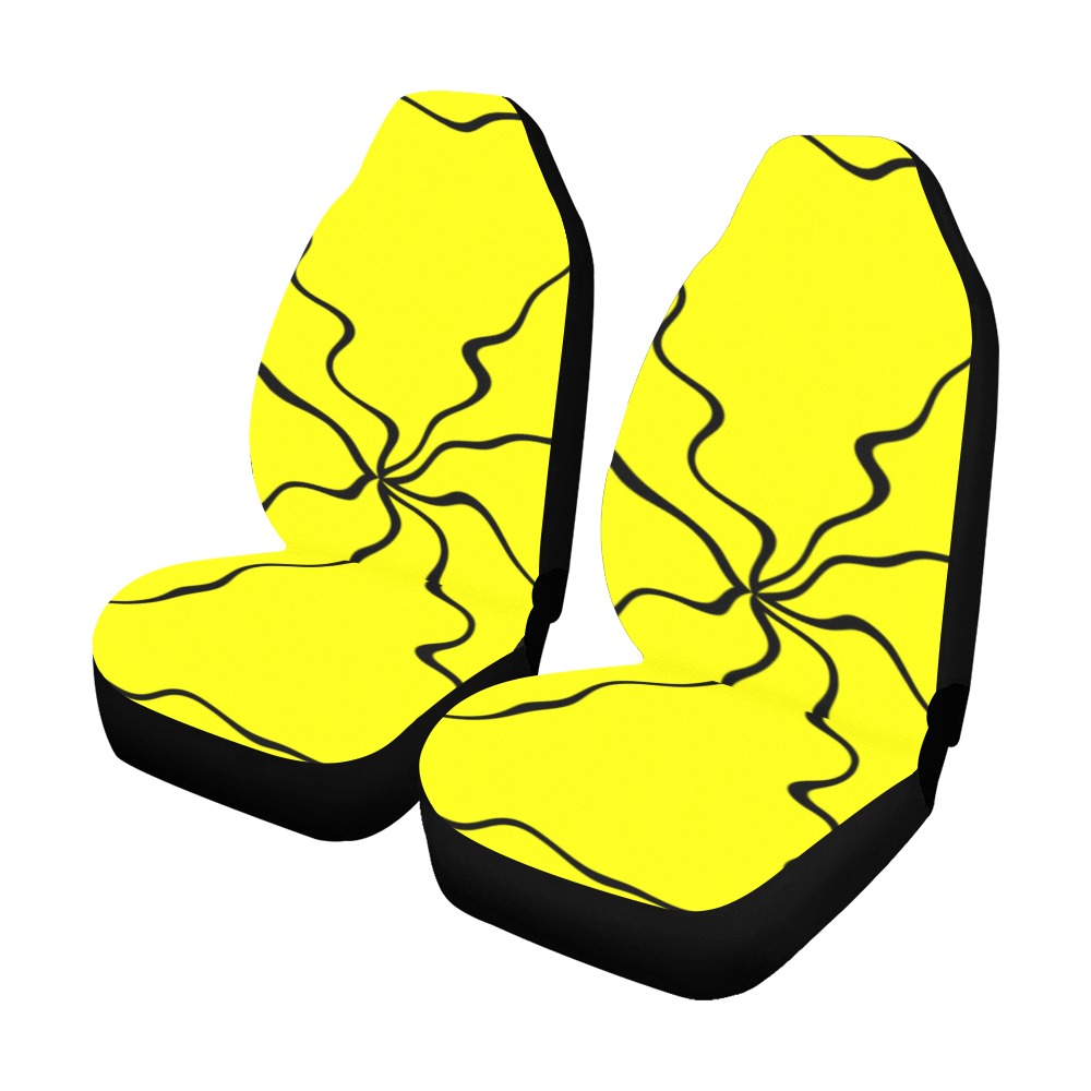 Black Interlocking Triangles Noisy Yellow Car Seat Covers (Set of 2 ...