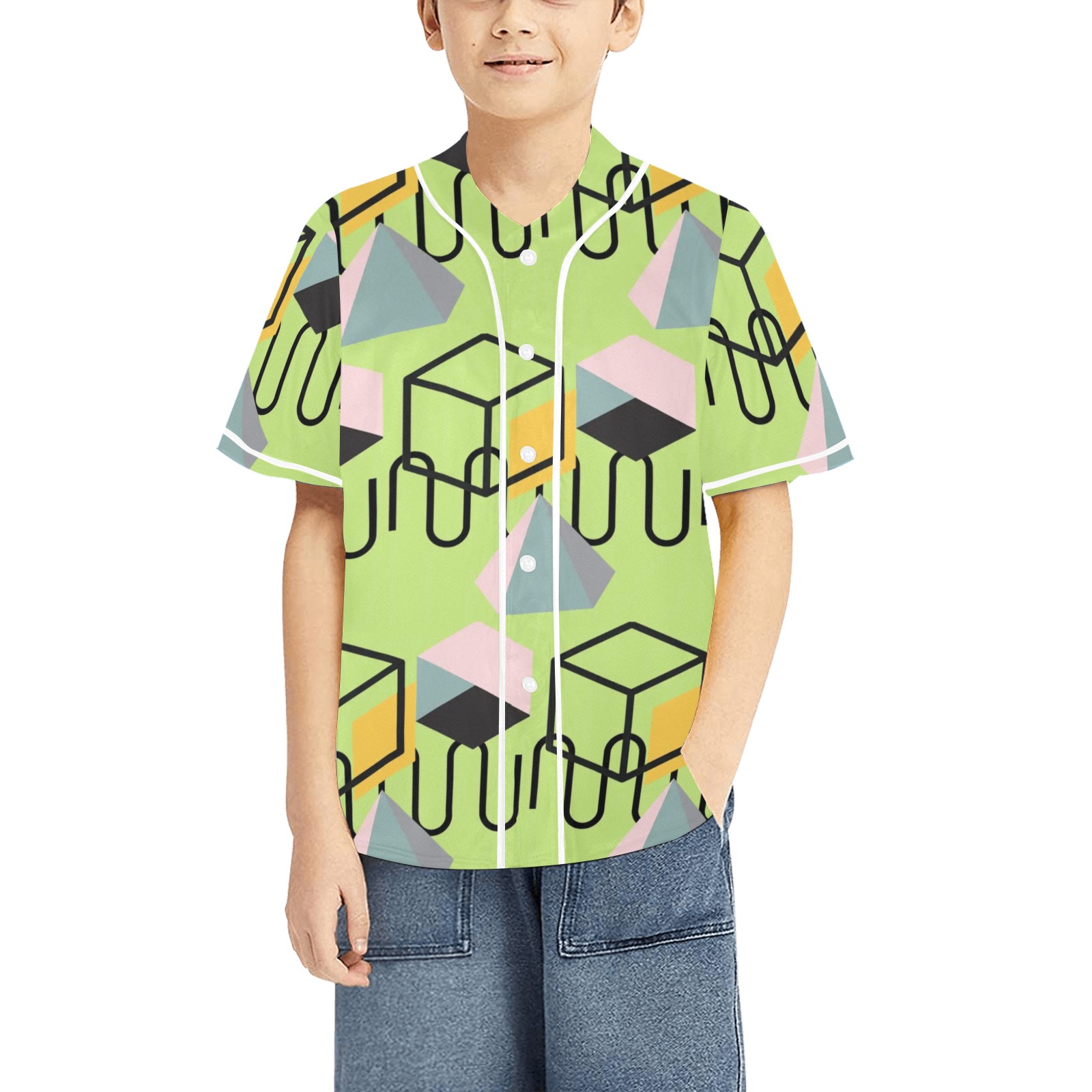 Geometry All Over Print Baseball Jersey for Kids (Model T50) | ID: D6023346