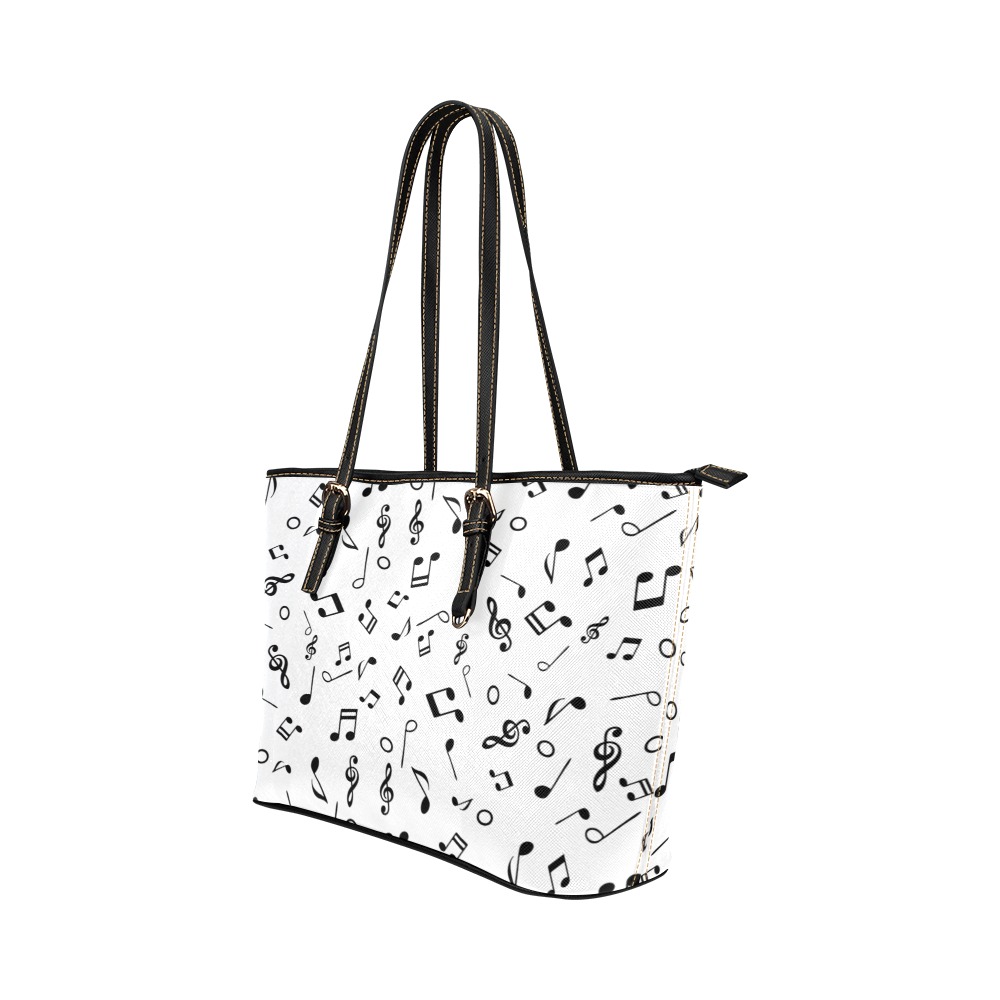 musical notes Leather Tote Bag/Large (Model 1651) | ID: D6452675