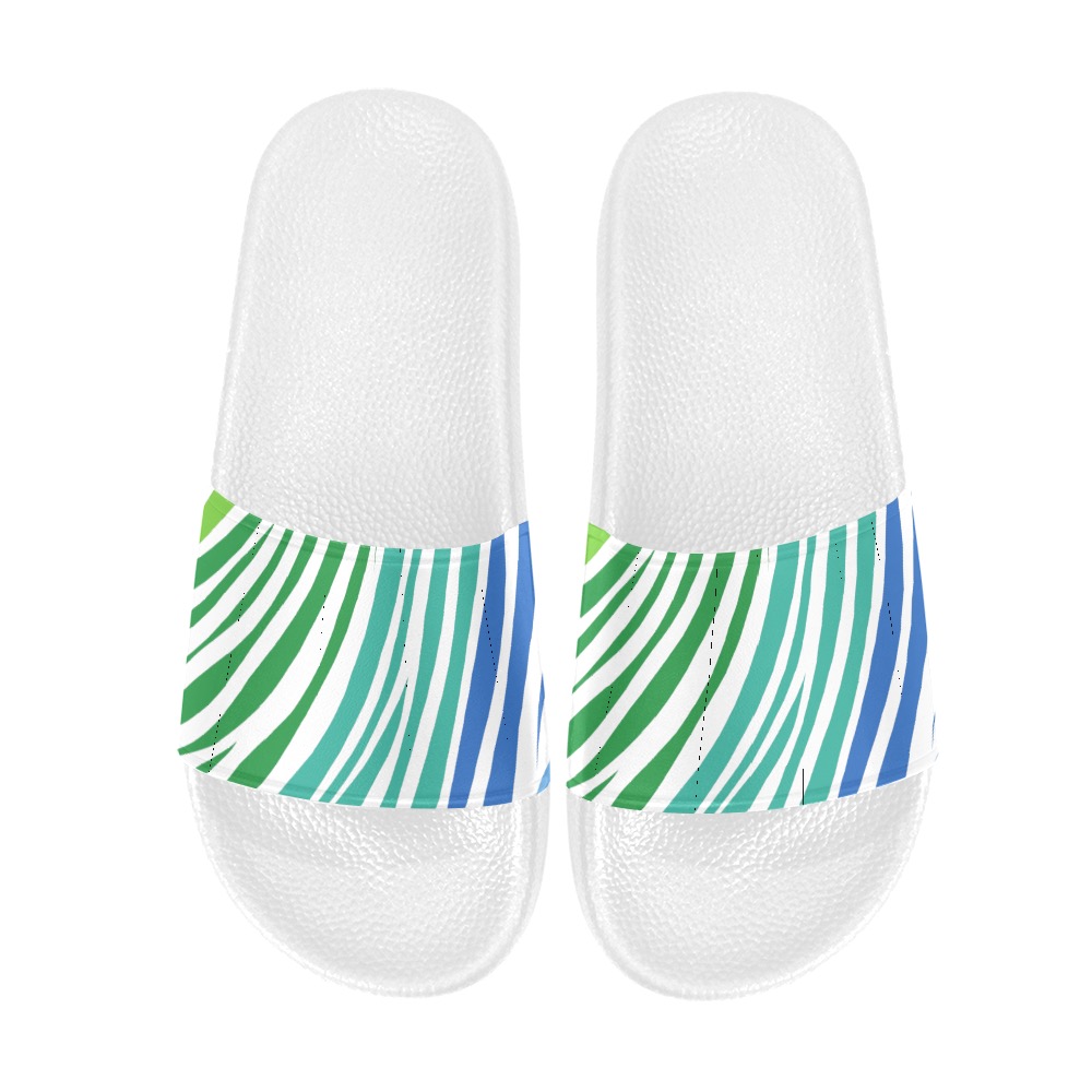 White Teal Zebra Women's Slide Sandals (Model 057) | ID: D6640850