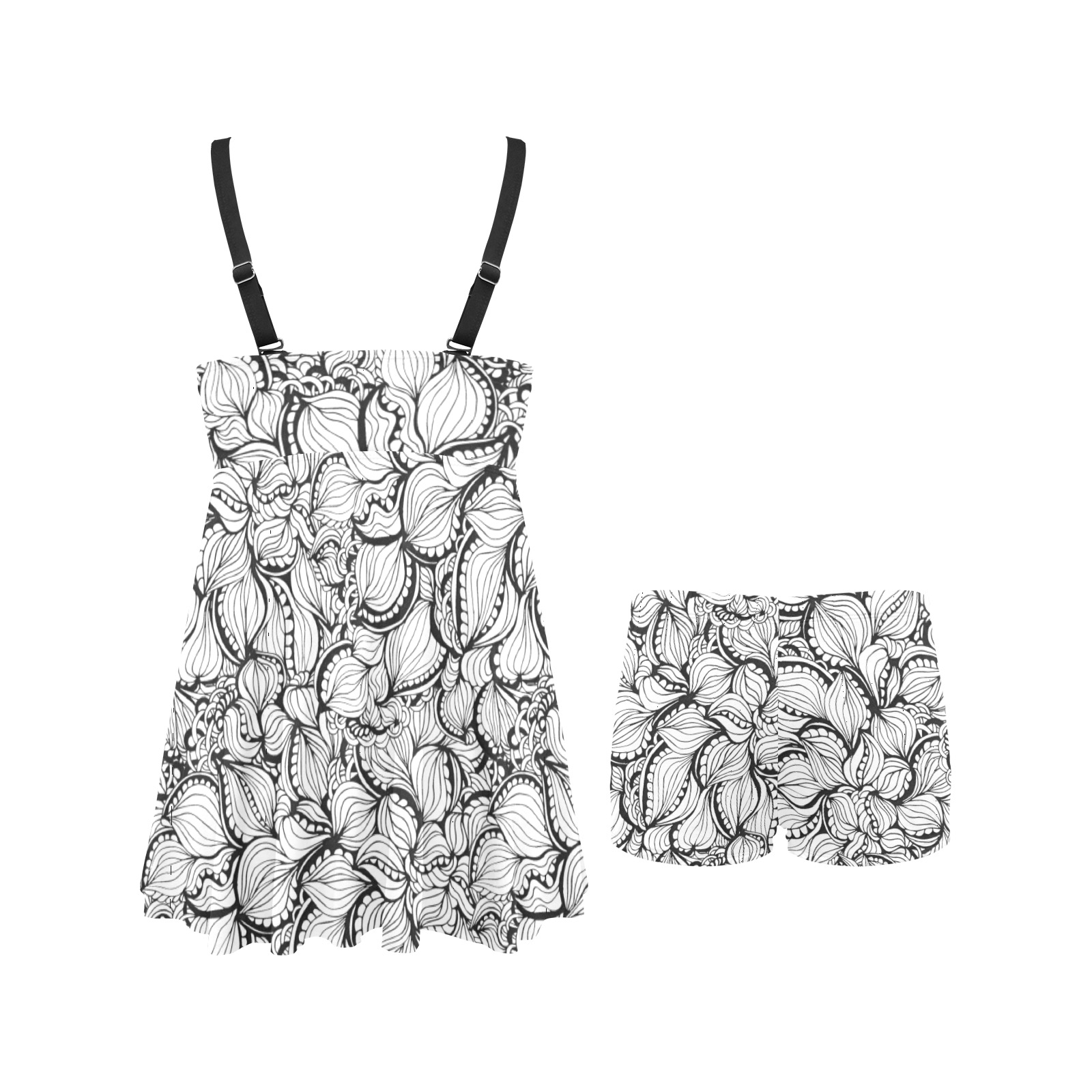 Pussy Willow Pods Chest Pleat Swim Dress (Model S31) | ID: D6210005