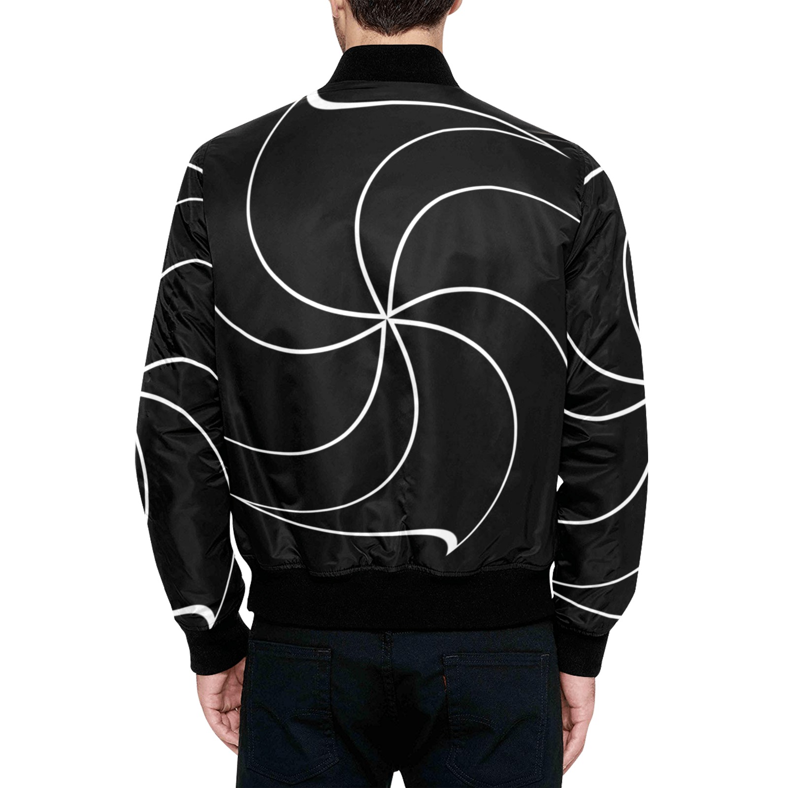 White Interlocking Triangles Twirled black All Over Print Quilted ...