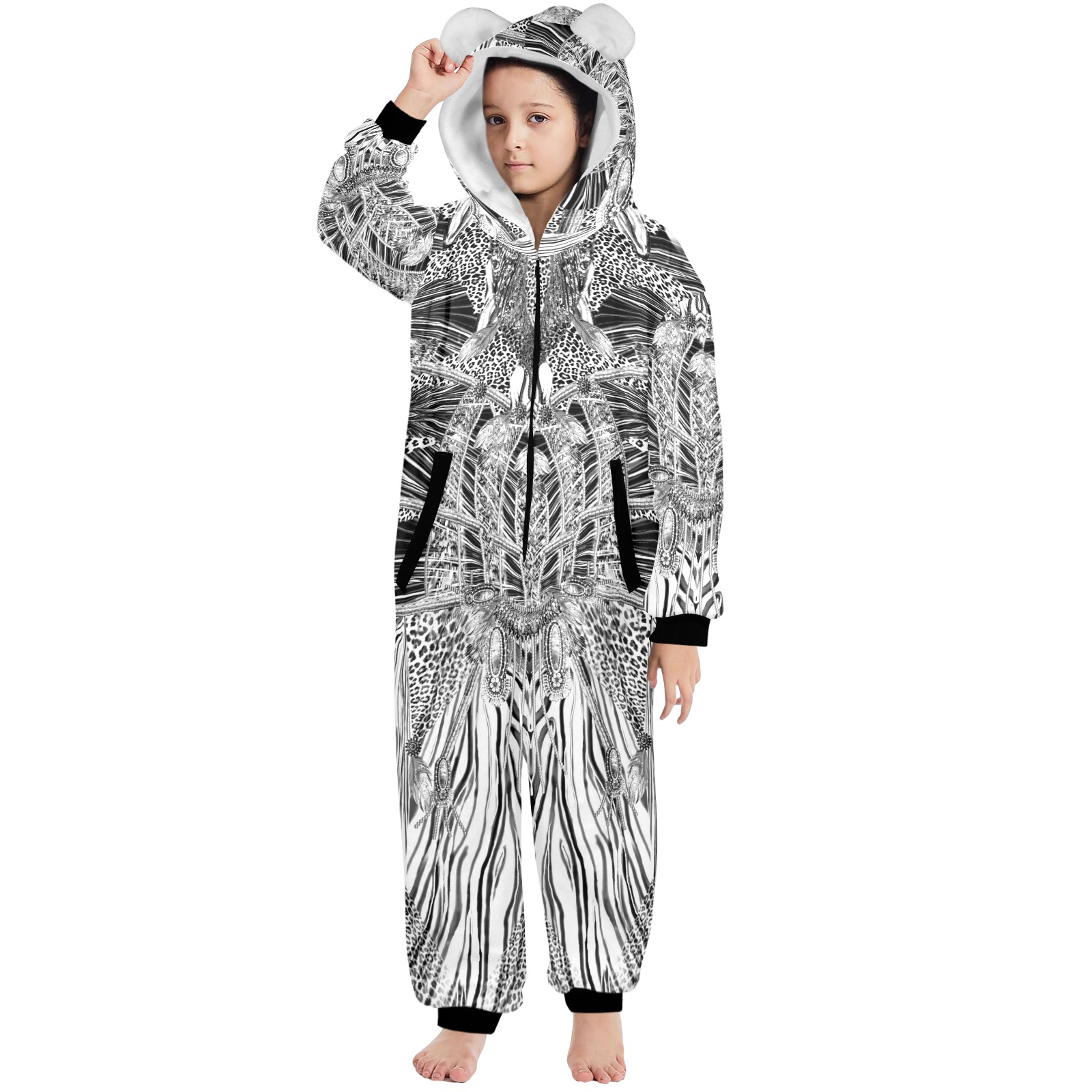 Crazy zebra 2 - 6 One-Piece Zip Up Hooded Pajamas for Big Kids | ID ...