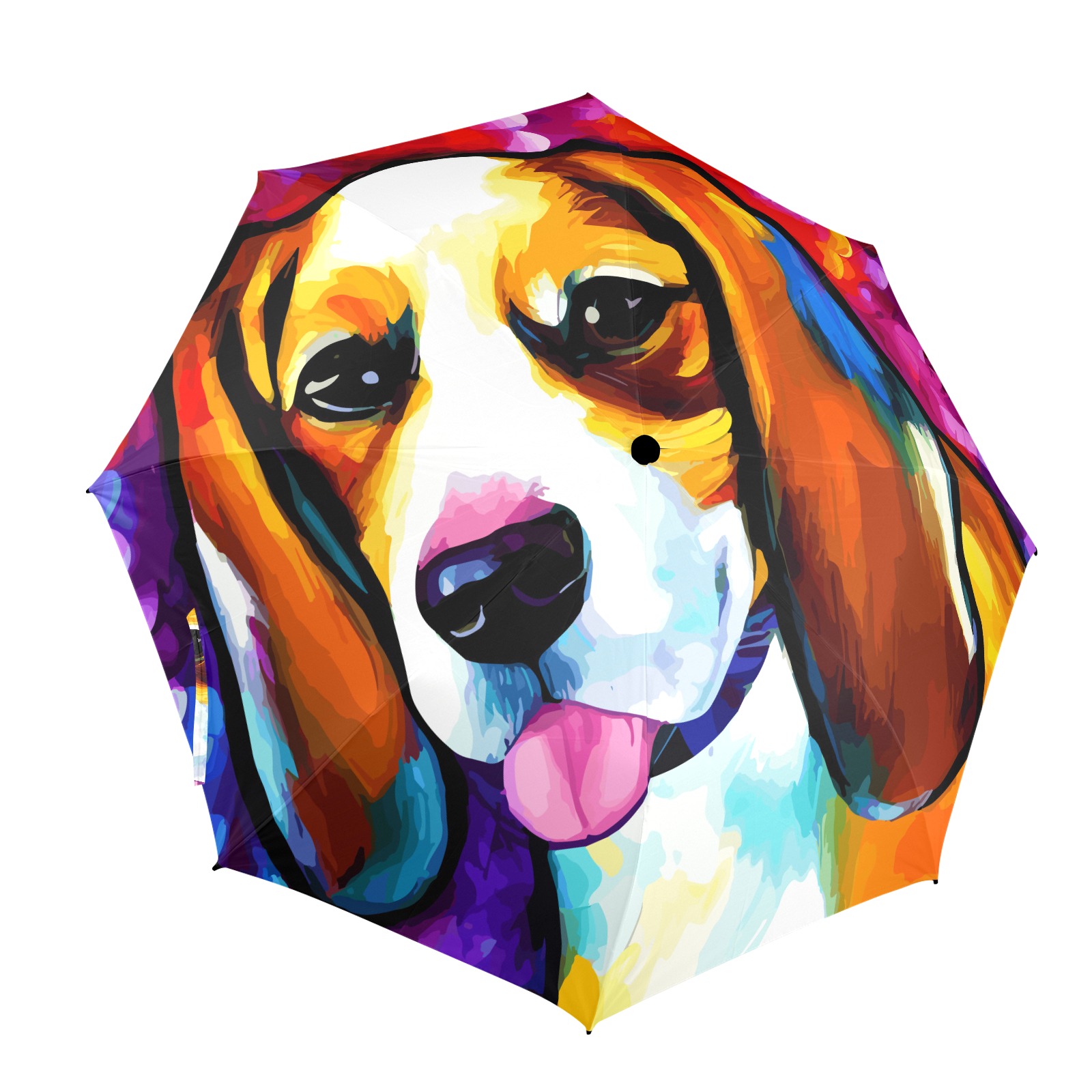 Dog Beagle Funny Colorful Animal Art Semi-Automatic Foldable Umbrella ...